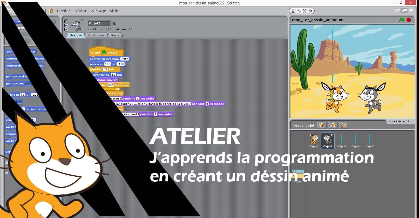 J'apprends à programmer un dessin animé avec Scratch - Espace Mendès France